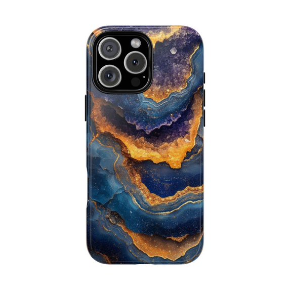 Amethyst Agate Blue Yellow Crystal Mineral Art Case with iPhone 17 to ...