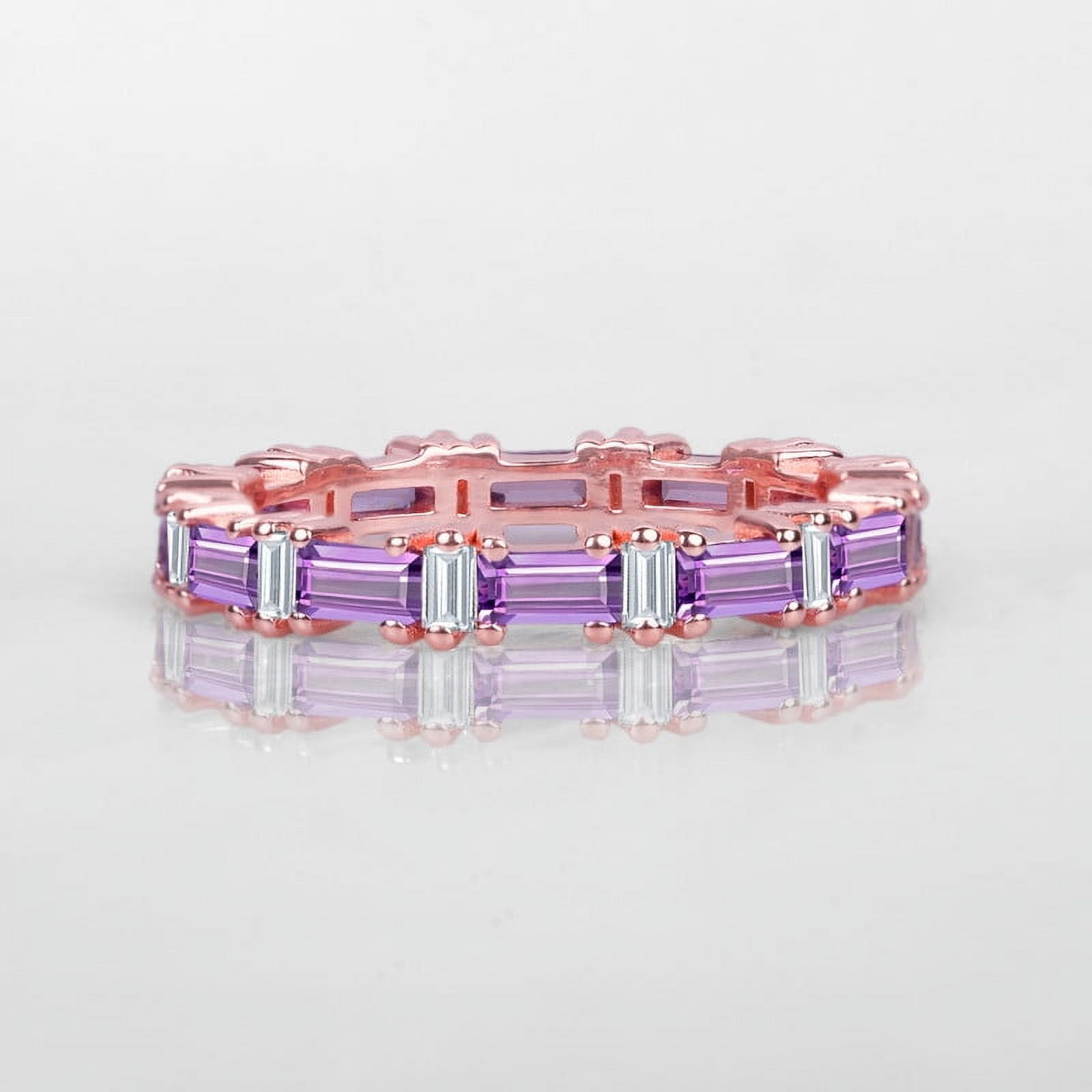 Amethyst Alternative Eternitye Diamond Wedding Band Ring, 925 Starling ...