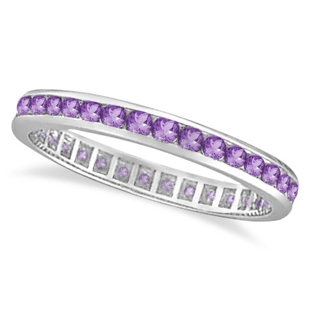 Amethyst Channel Set Eternity Ring Band 14k White Gold (1.00ct ...