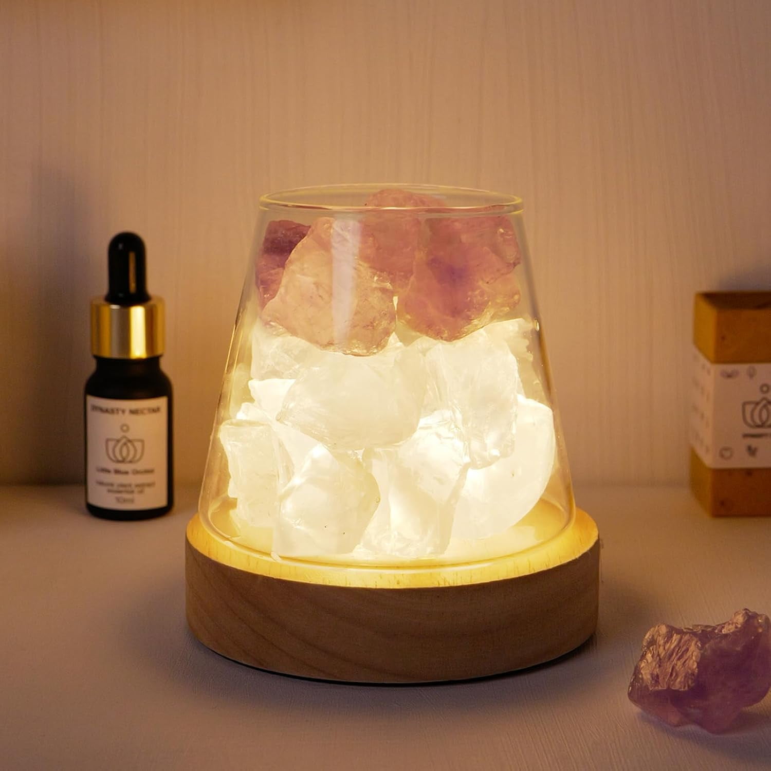 Amethyst Clear Quartz Night Lamp Natural Healing Crystal Aroma Stone ...