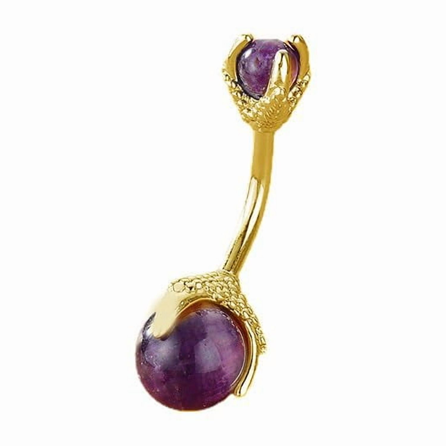 Amethyst Crystal Belly Button Ring, Gold Belly Button Ring, Gothic ...