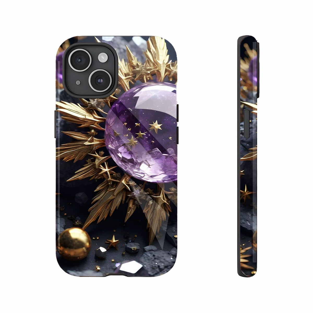 Amethyst Crystal & Gold Foil iPhone Case Celestial - Inspired Luxury ...