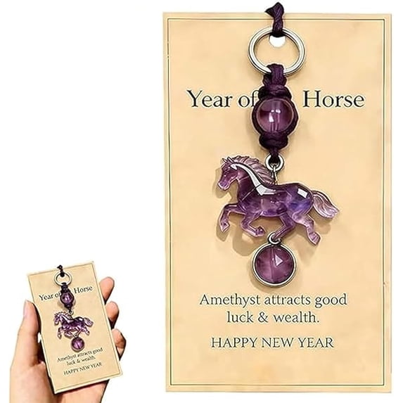 Amethyst Crystal Horse Keychain - Good Luck Charm for Keys & Purse ...