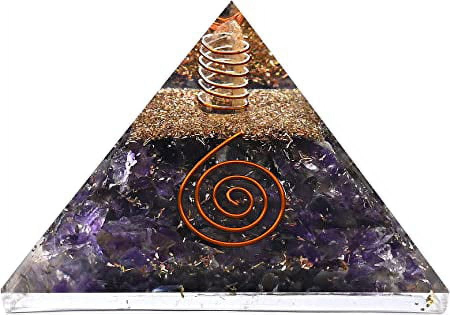 Amethyst Crystal Orgone Pyramid, Organite Pyramid Healing Copper Coil ...