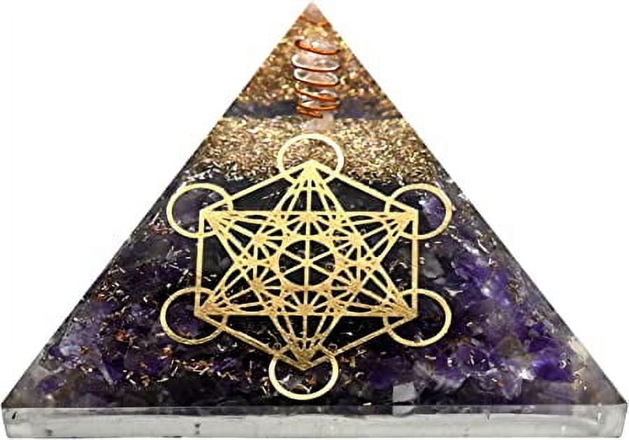 Amethyst Crystal Orgone Pyramid, Organite Pyramid Metatron Cube ...