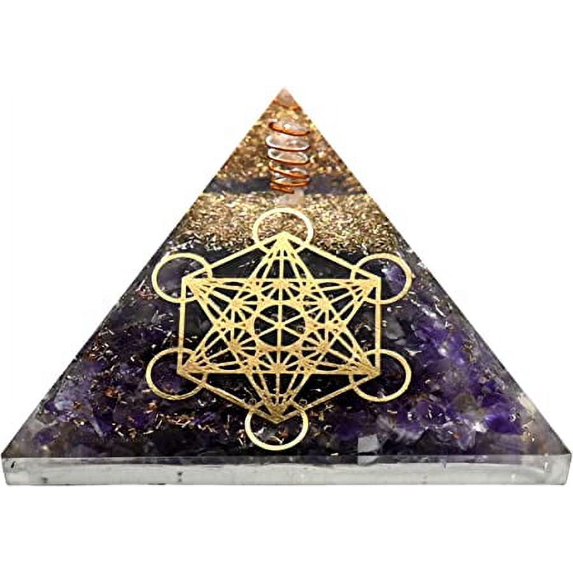 Amethyst Crystal Orgone Pyramid, Organite Pyramid Metatron Cube ...
