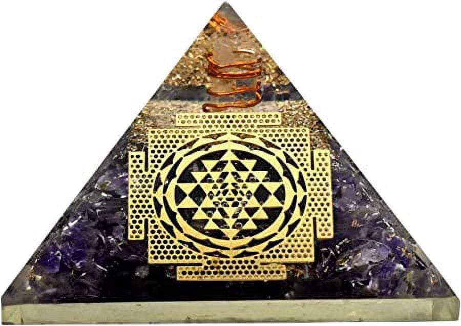Amethyst Crystal Orgone Pyramid, Organite Pyramid Sri Yantra - Big ...