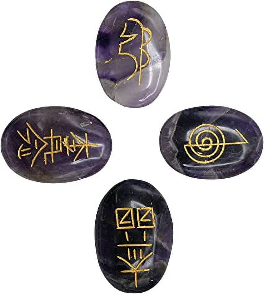 Amethyst Crystal Reiki Stones with Engraved Symbols for Usui Reiki ...