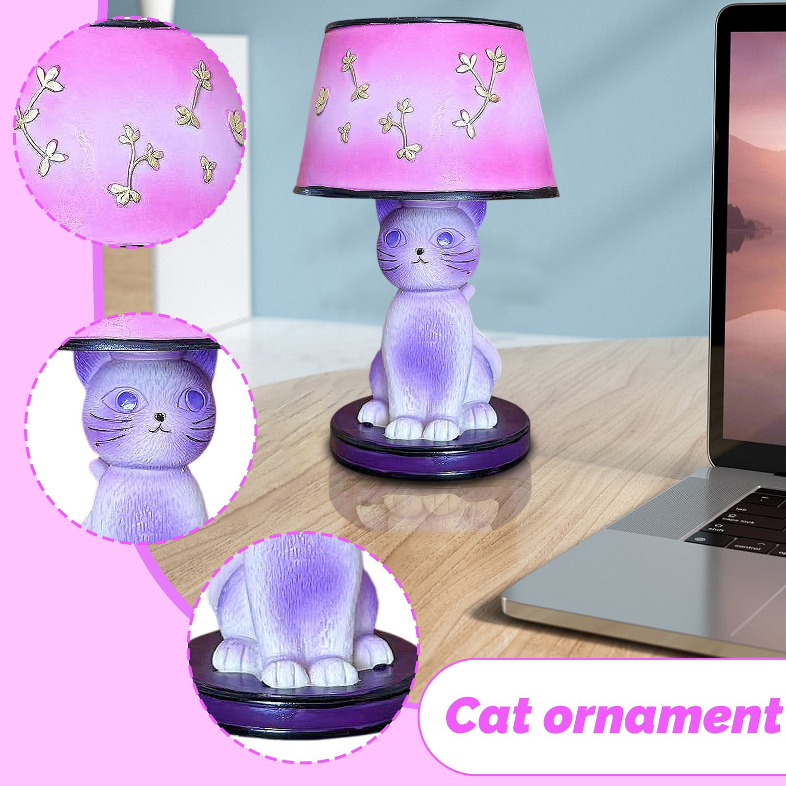Amethyst Dream Cat Resin Art – Crystal Decorative Statue, Premium Desk ...