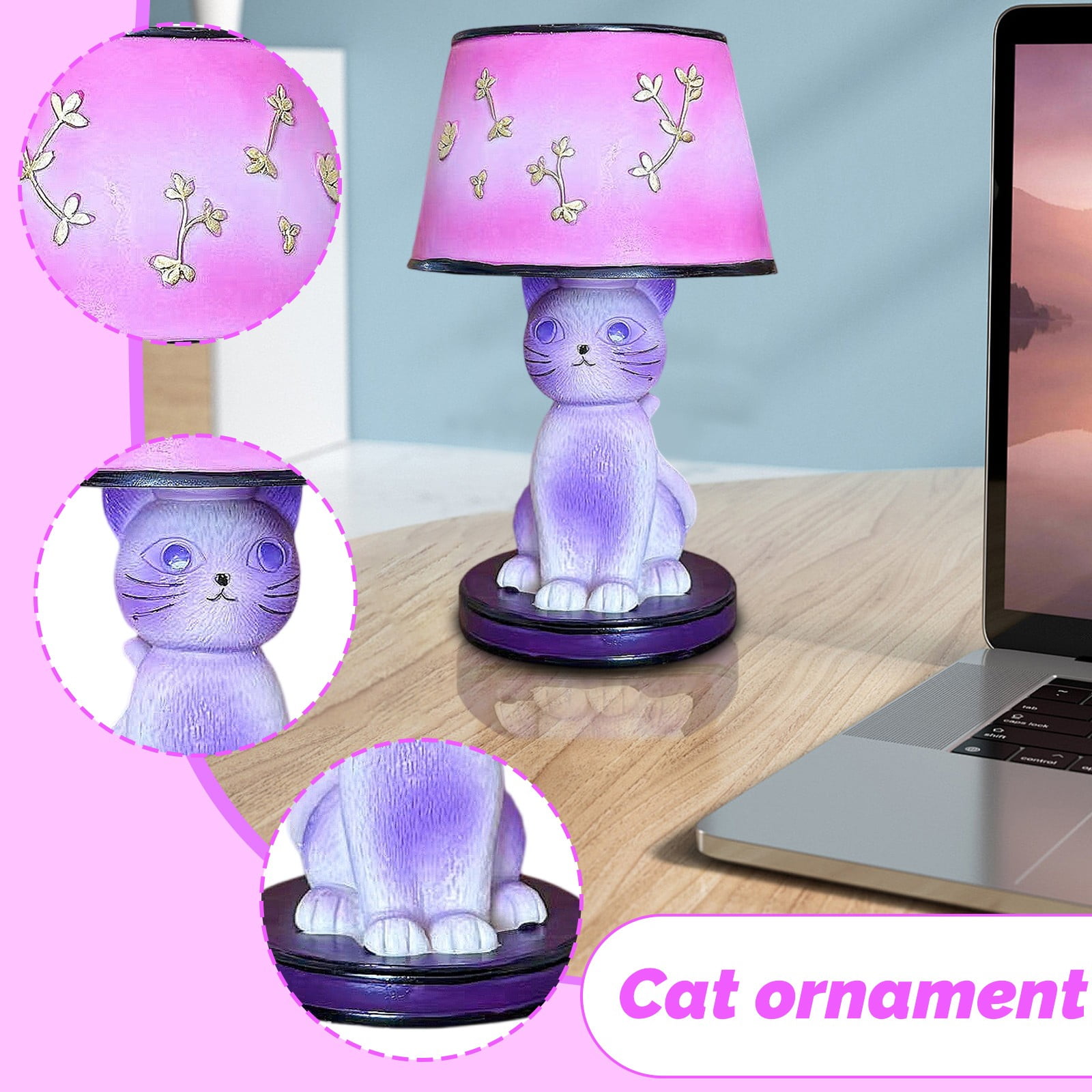 Amethyst Dream Cat Resin Statue – Crystal Design Decorative Ornament ...