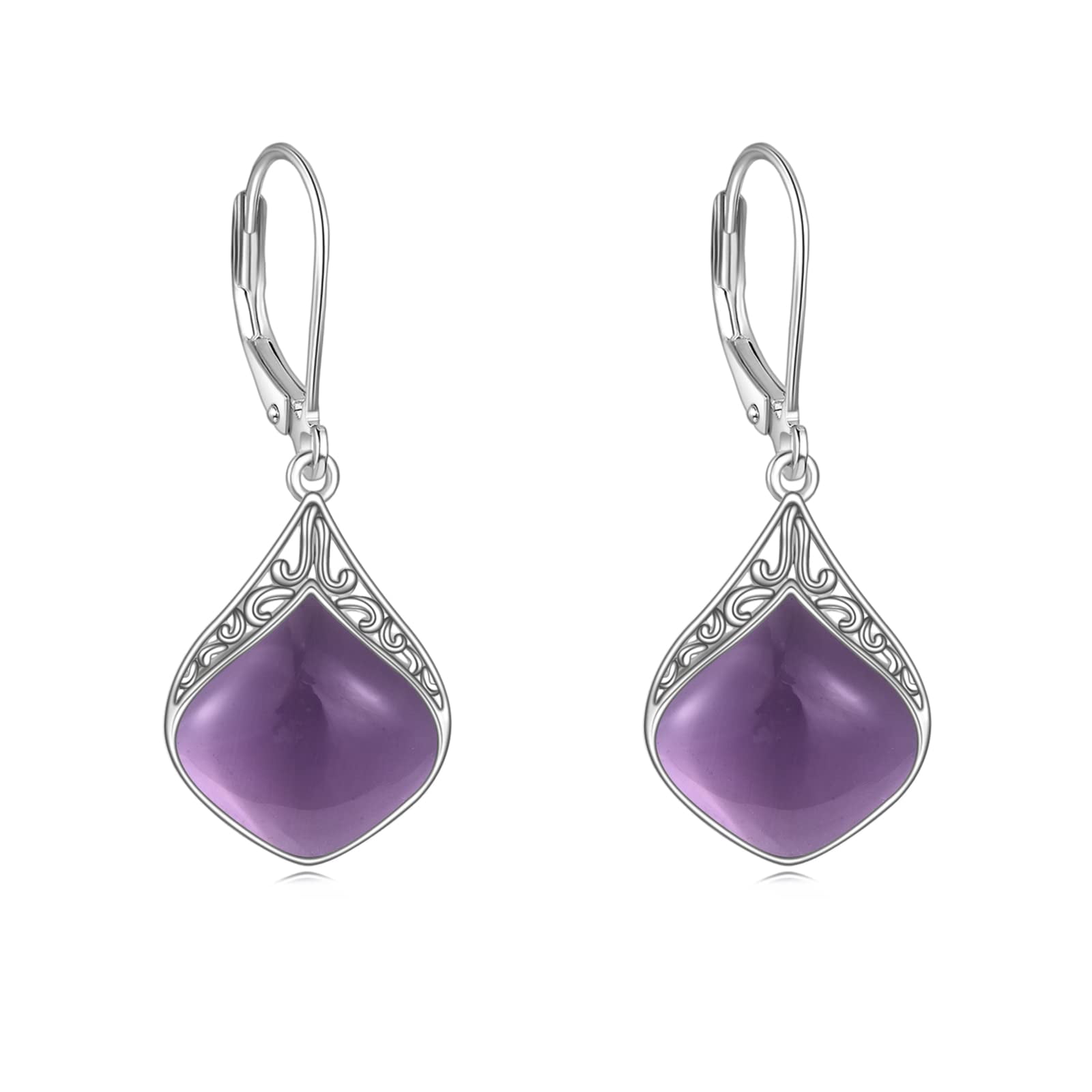 Amethyst Earrings Sterling Silver Irish Celtic Filigree Teardrop Drop ...