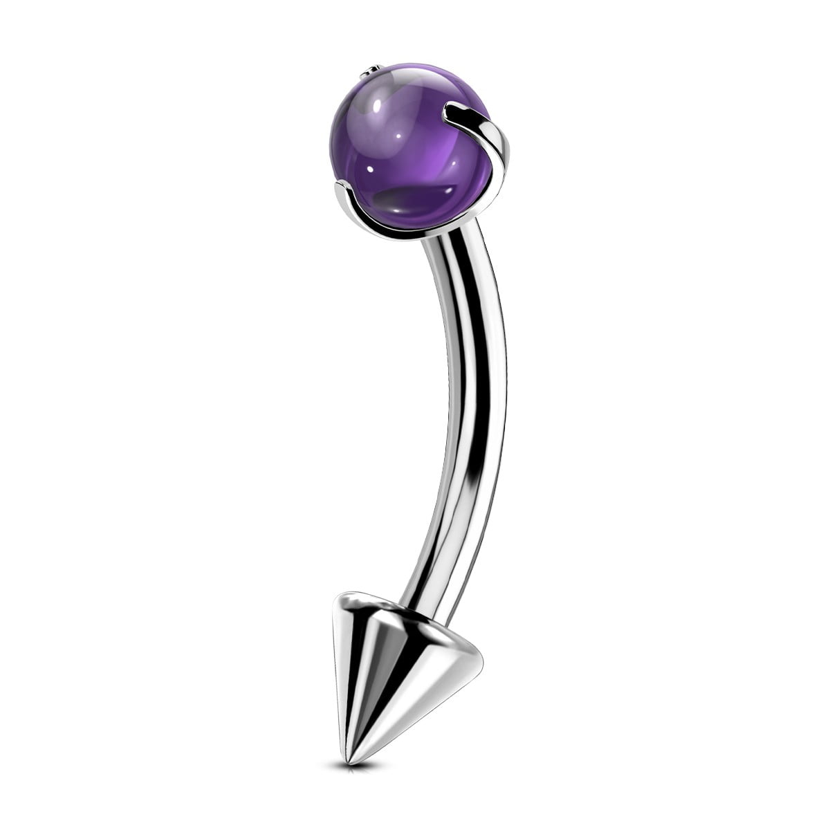 Amethyst G23 Titanium Eyebrow Stud 16G Curved Barbell Helix Cartilage ...