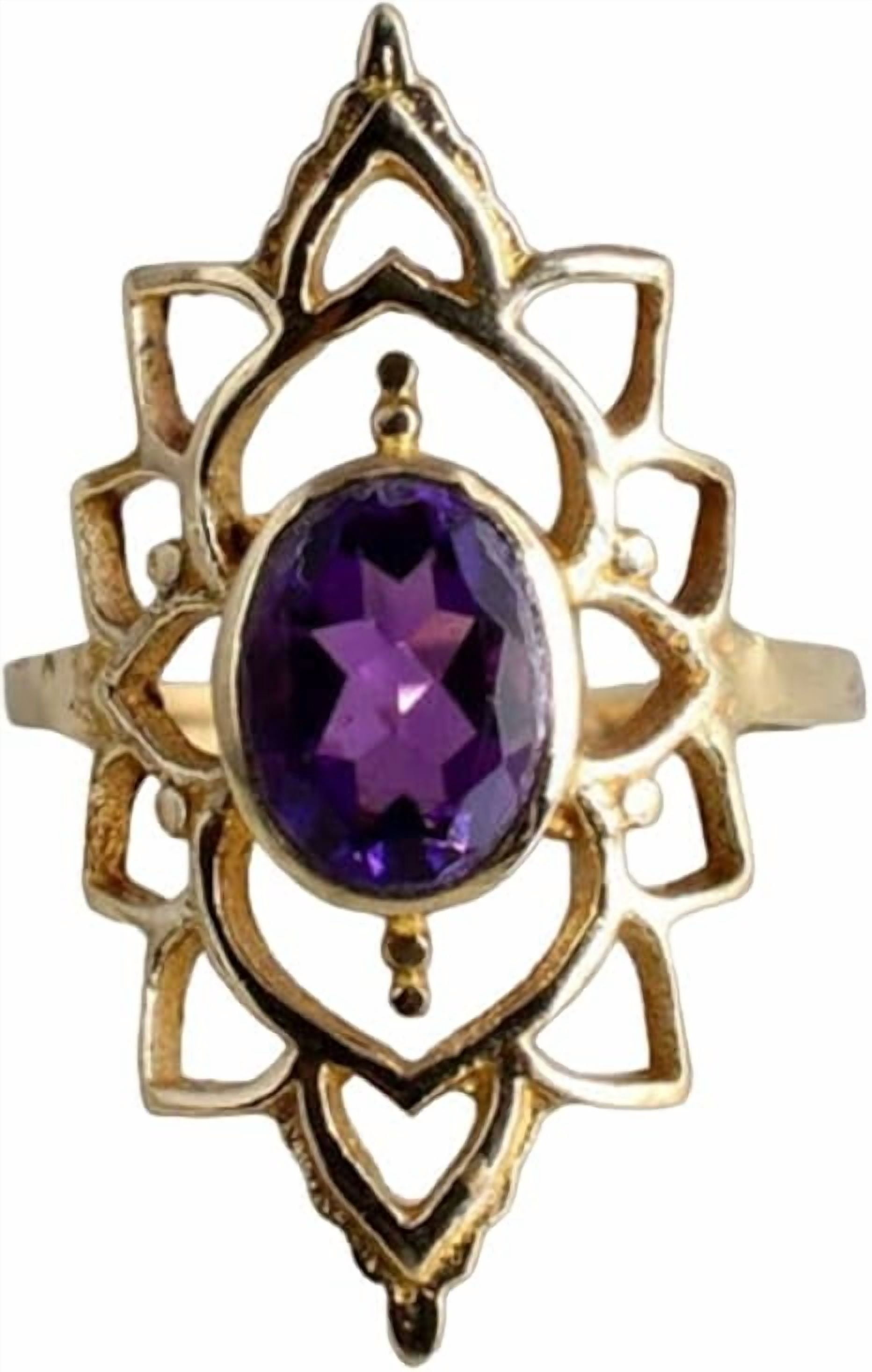 Amethyst Gemstone Ring, Natural Amethyst Ring, Mandala Design Ring ...