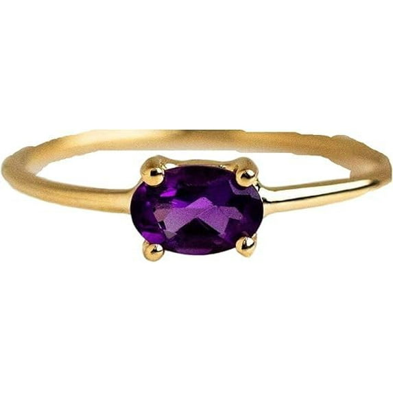 Amethyst Gemstone ring, Natural Amethyst Tiny ring, February birthstone ...