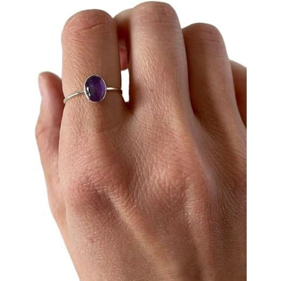 Amethyst Gemstone ring, Natural Amethyst Tiny ring, February birthstone ...