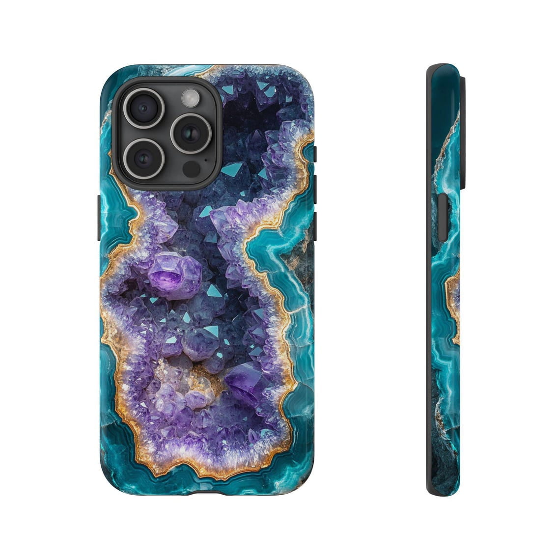 Amethyst Geode Mint Purple Crystal Rock Formation Case for iPhone 17 16 ...