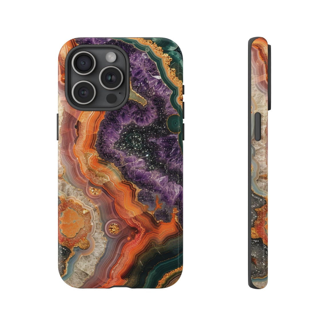 Amethyst Geode Purple Orange Crystal Abstract Stone Phone Case with ...