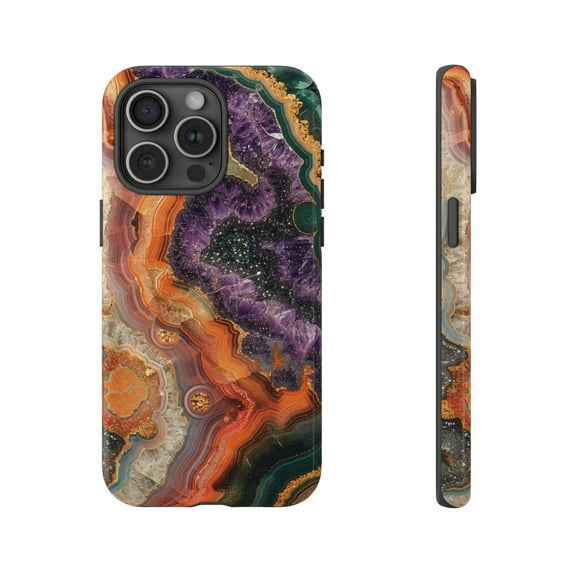 Amethyst Geode Purple Orange Crystal Abstract Stone Phone Case with ...