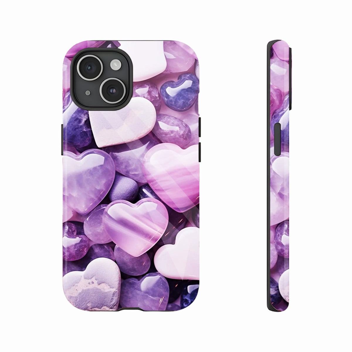 Amethyst Hearts Glossy Stone Heart Design iPhone Case For Women Men ...