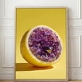 Amethyst Lemon Art Print Yellow Poster Modern Geode Decor Crystal Fruit ...