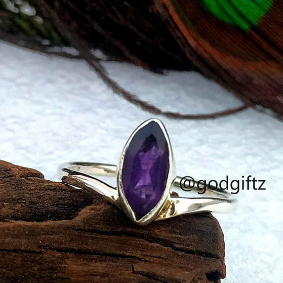 Amethyst Marquise Ring, Minimalist Jewelry Ring, 925 Solid Sterling ...