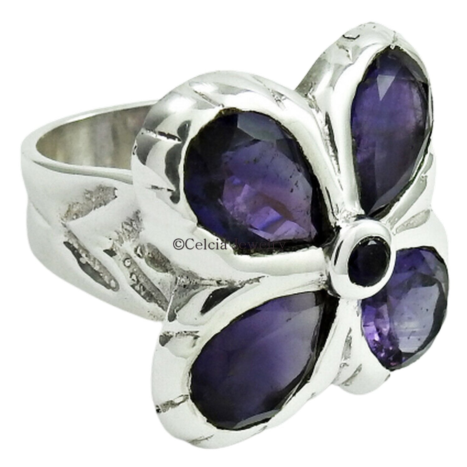 Amethyst Natural Healing Band Ring, Solid 925 Sterling Silver Womens ...