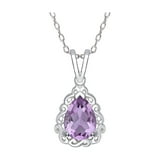 Amethyst Pear-Shape with Swirl frame Pendant, 18" - Walmart.com