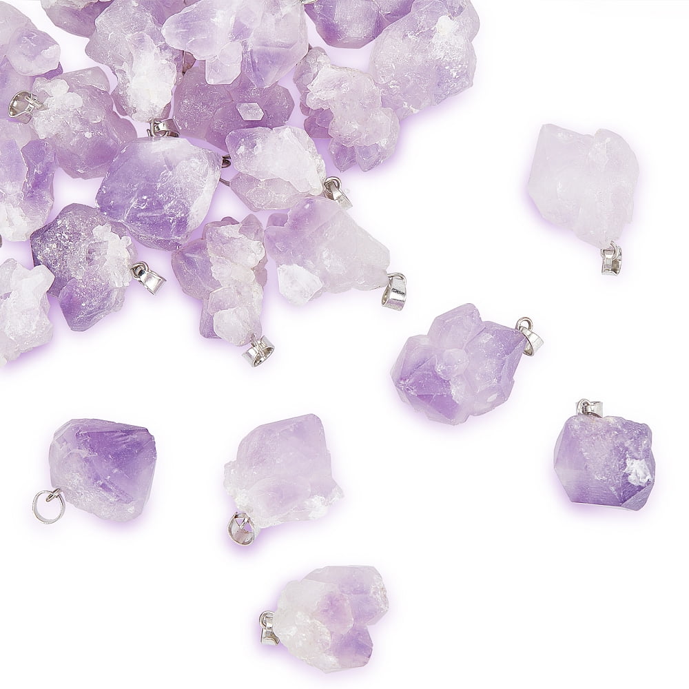 Amethyst Pendants 24 Pcs Pendants with Brass Findings for DIY Jewelry ...