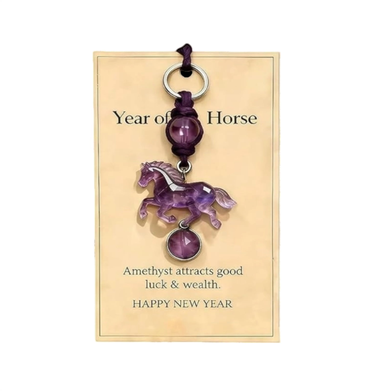 Amethyst Pony Keyholder Lucky Crystal Horse Chinese Zodiac Charms ...