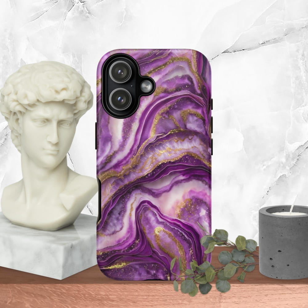 Amethyst Purple Geode Luxe Gold Vein Themed Phone Case 17 16 15 14 13 ...