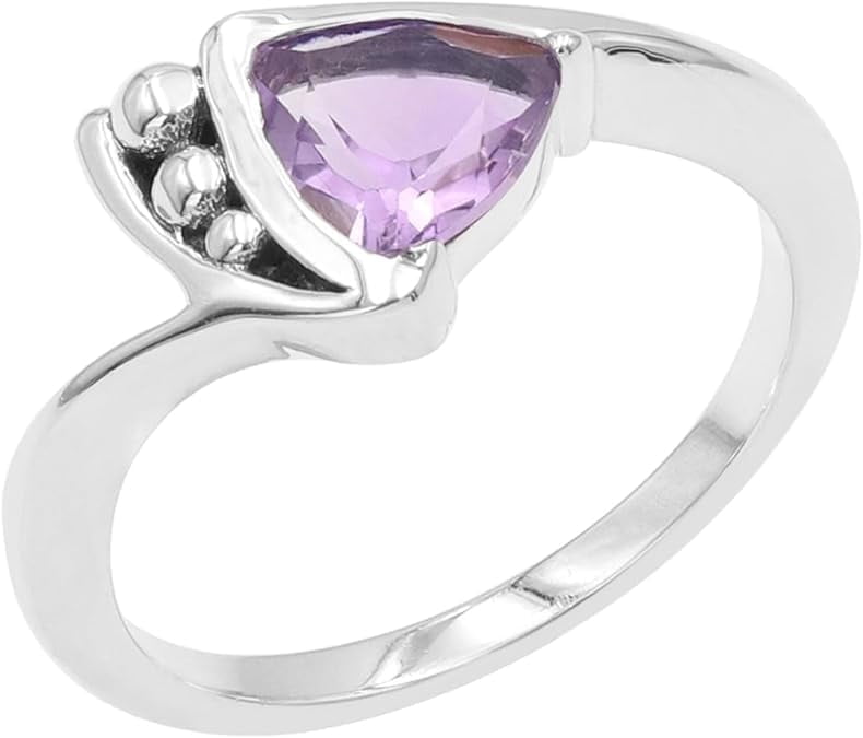 Amethyst Ring - Beautiful Trillion Shaped Natural Amethyst Engagement ...