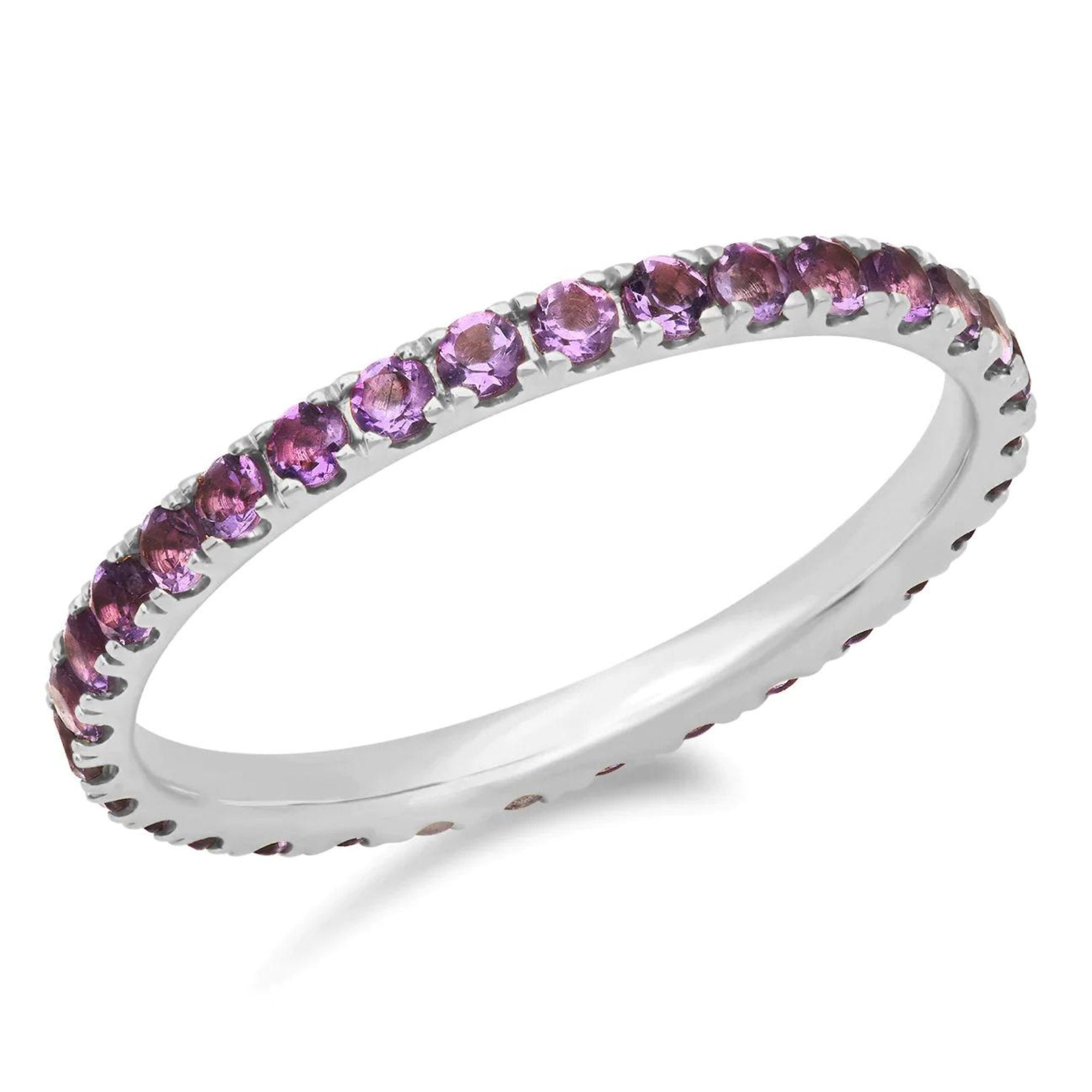 Amethyst Ring Pave Full Eternity Amethyst Wedding Anniversary Band 1.5mm Amethyst Infinity Guard ...