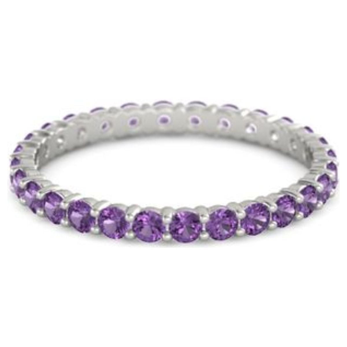 Amethyst Round 2.50 MM Eternity 925 Sterling Silver Women Stacking Ring Jewelry - Walmart.com