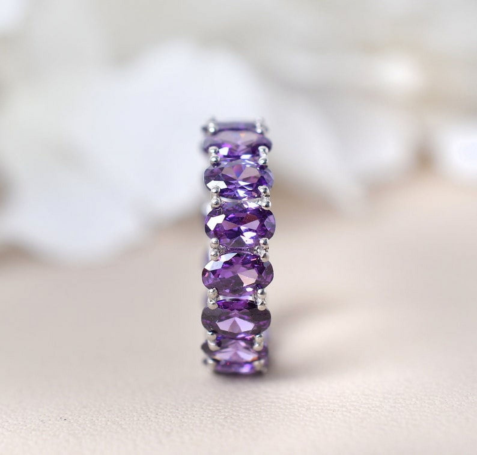 Amethyst Silver Gold Eternity Band Full Eternity Bridal Band,Stacking ...