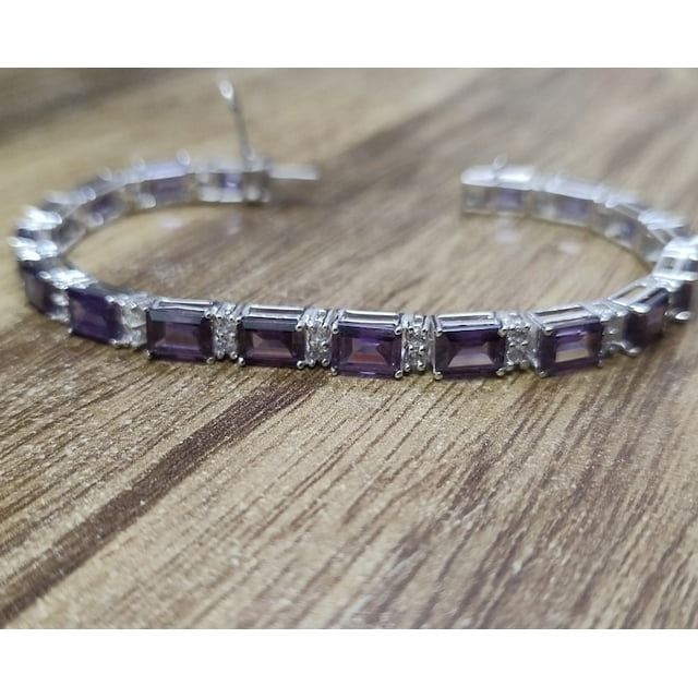 Amethyst Tennis Bracelet,Lab Created,Silver,moder day,wedding Gifts for ...