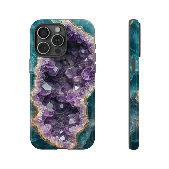 Amethyst Topaz Crystal Purple Mint Geode Rock Phone Case with iPhone 17 ...