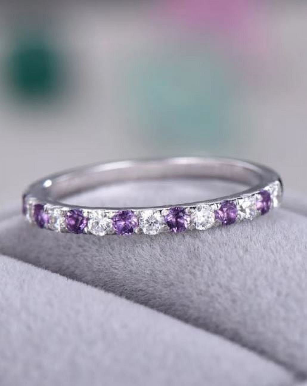 Amethyst Wedding Band Matching Band Engagement Ring Promise Ring 925 Sterling Silver Gemstone ...