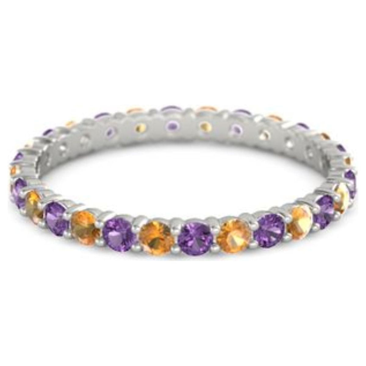 Amethyst With Citrine Round 2.50 MM Eternity 925 Sterling Silver Women ...
