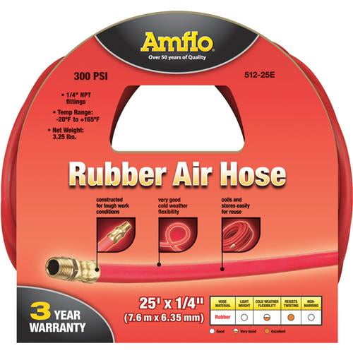 Amflo Rubber Air Hose 1/4"X25', Each - Walmart.com