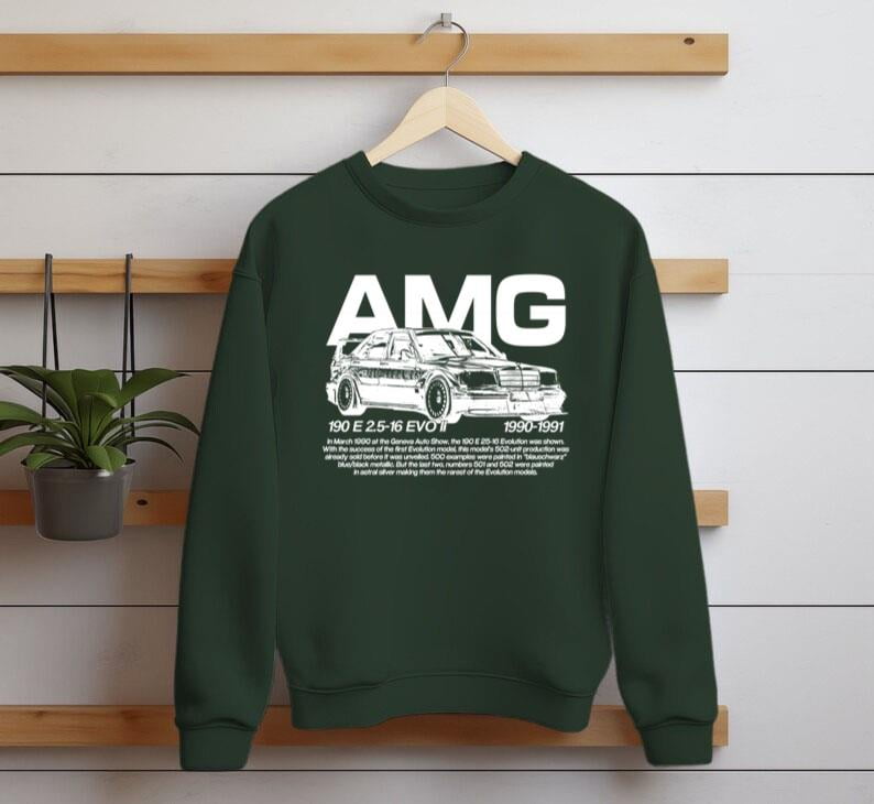 Amg 190E Evo Ii T-Shirt, Mercedes-Benz Shirt, 90'S Car Shirt, New ...