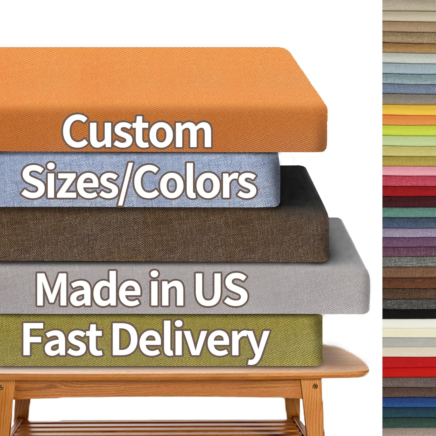 Amgo 1 Inch Thic Custom Size Bench Cushion for Indoor/Outdoor Patio ...