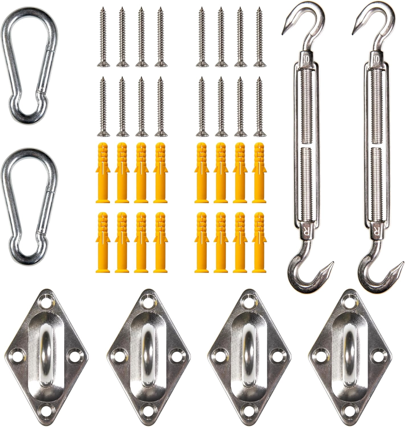 Amgo 10 Inch Hardware Kit for Rectangle/Square Sun Shade Sail Canopy ...