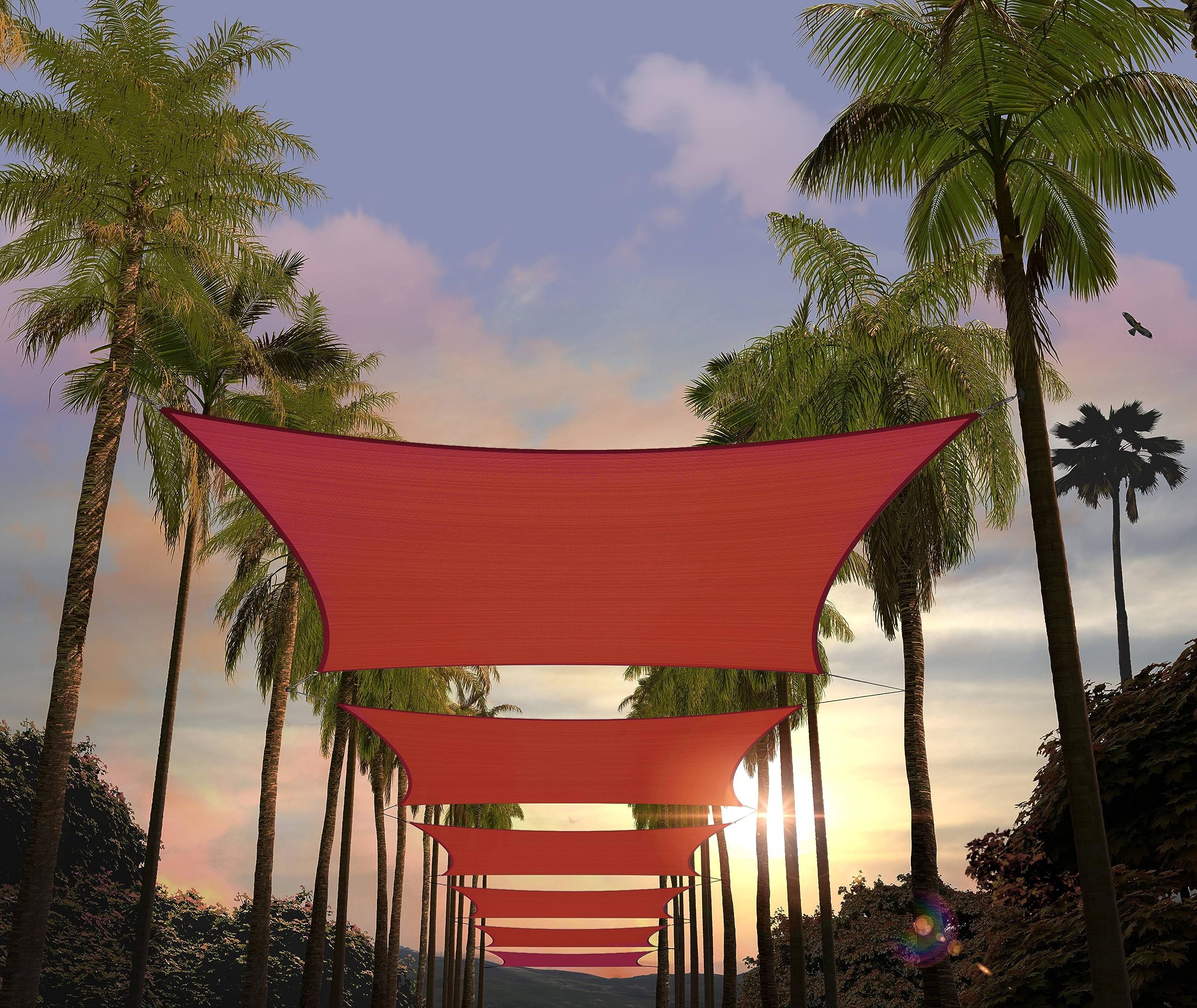 Amgo 12' x 12' Red Square Sun Shade Sail Canopy Awning UPF50+ AGTAPS12 ...