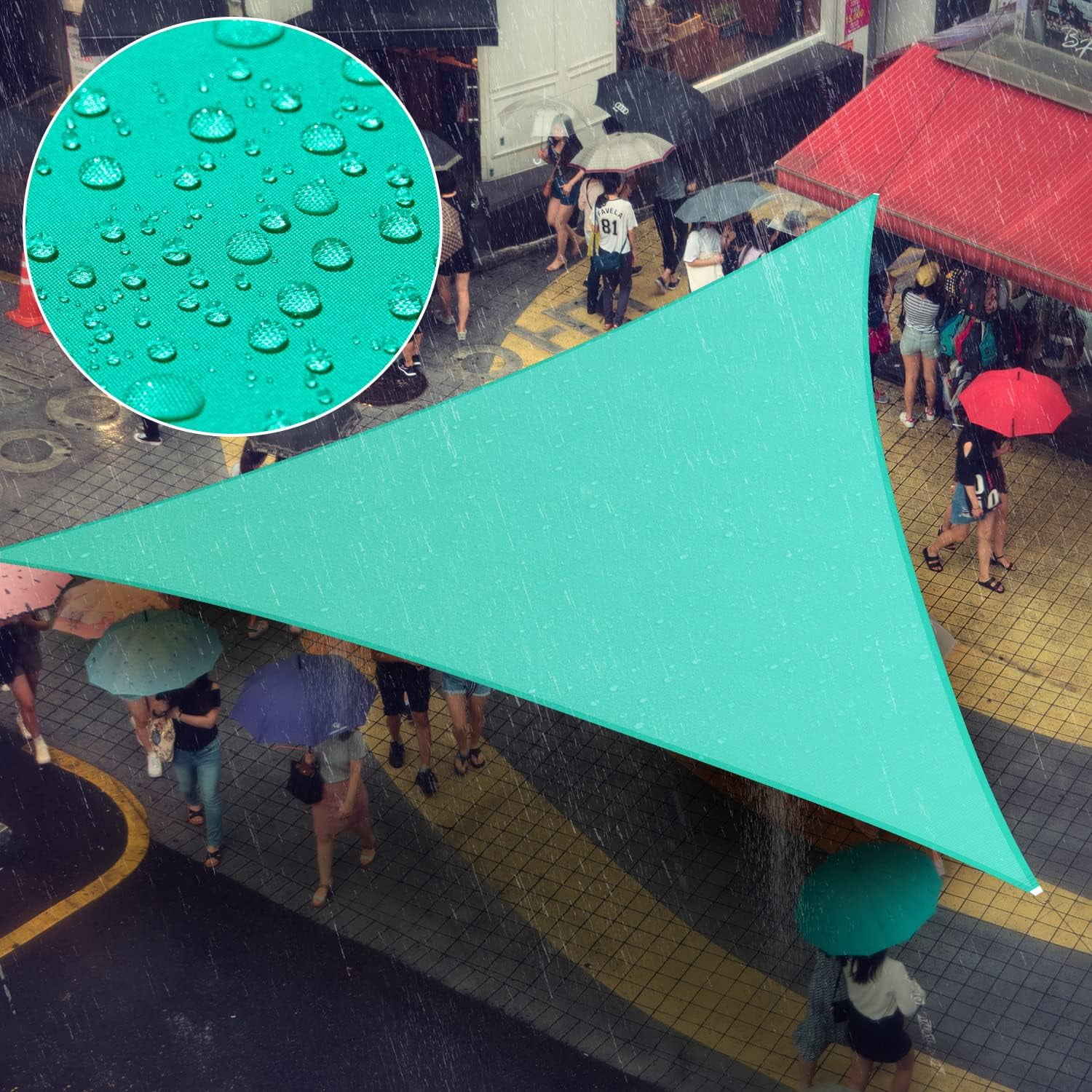 Amgo 12' x 12' x 12' Turquoise Triangle Waterproof Sun Shade Sail UPF50 ...