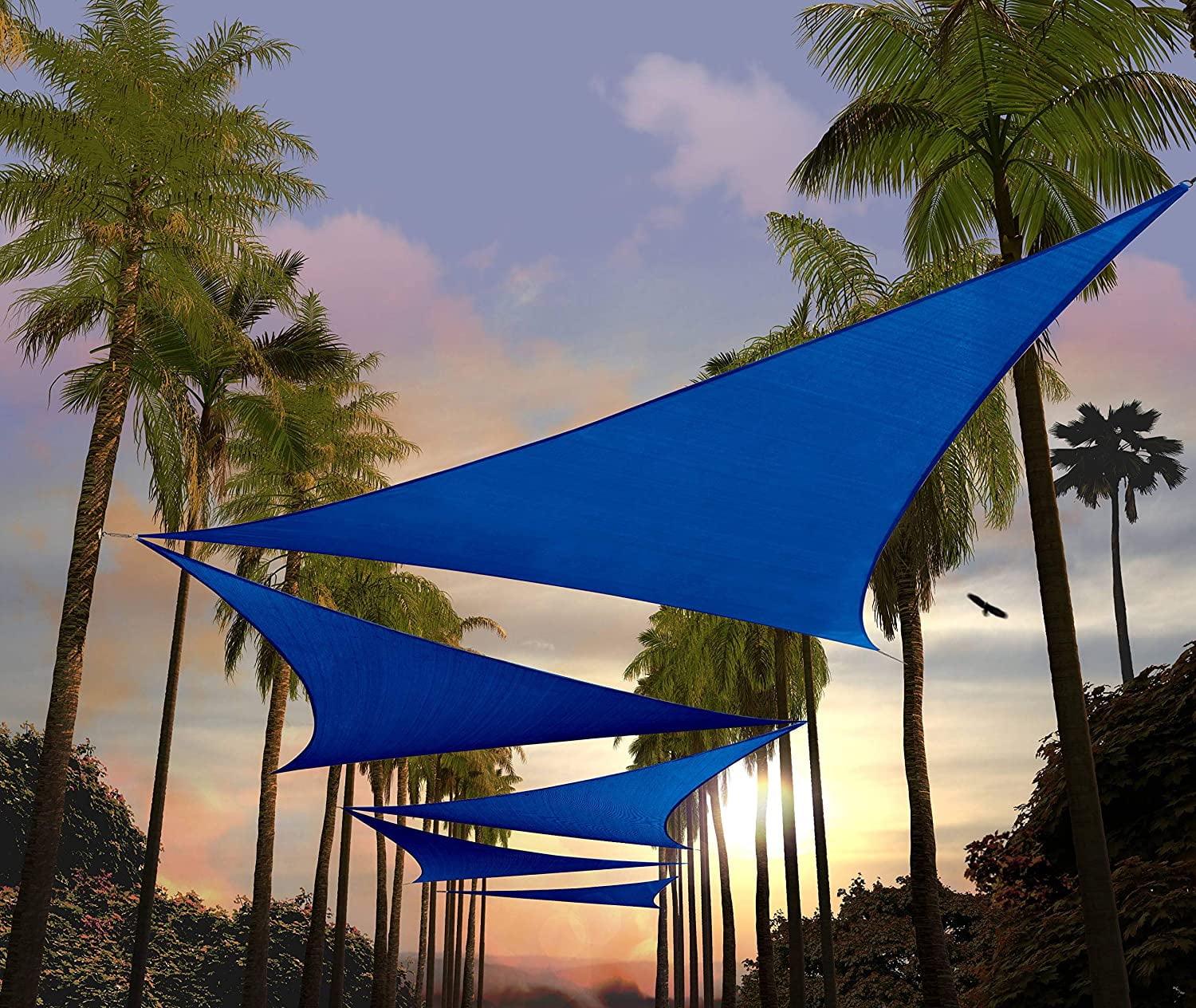 Amgo 12' x 12' x 12' Blue Triangle Sun Shade Sail Outdoor Canopy Awning ...