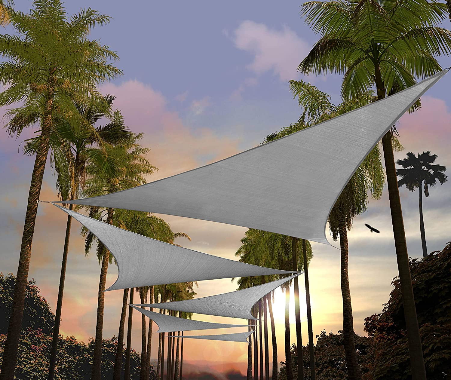 Amgo 12' x 12' x 12' Grey Triangle Sun Shade Sail Outdoor Canopy Awning ...