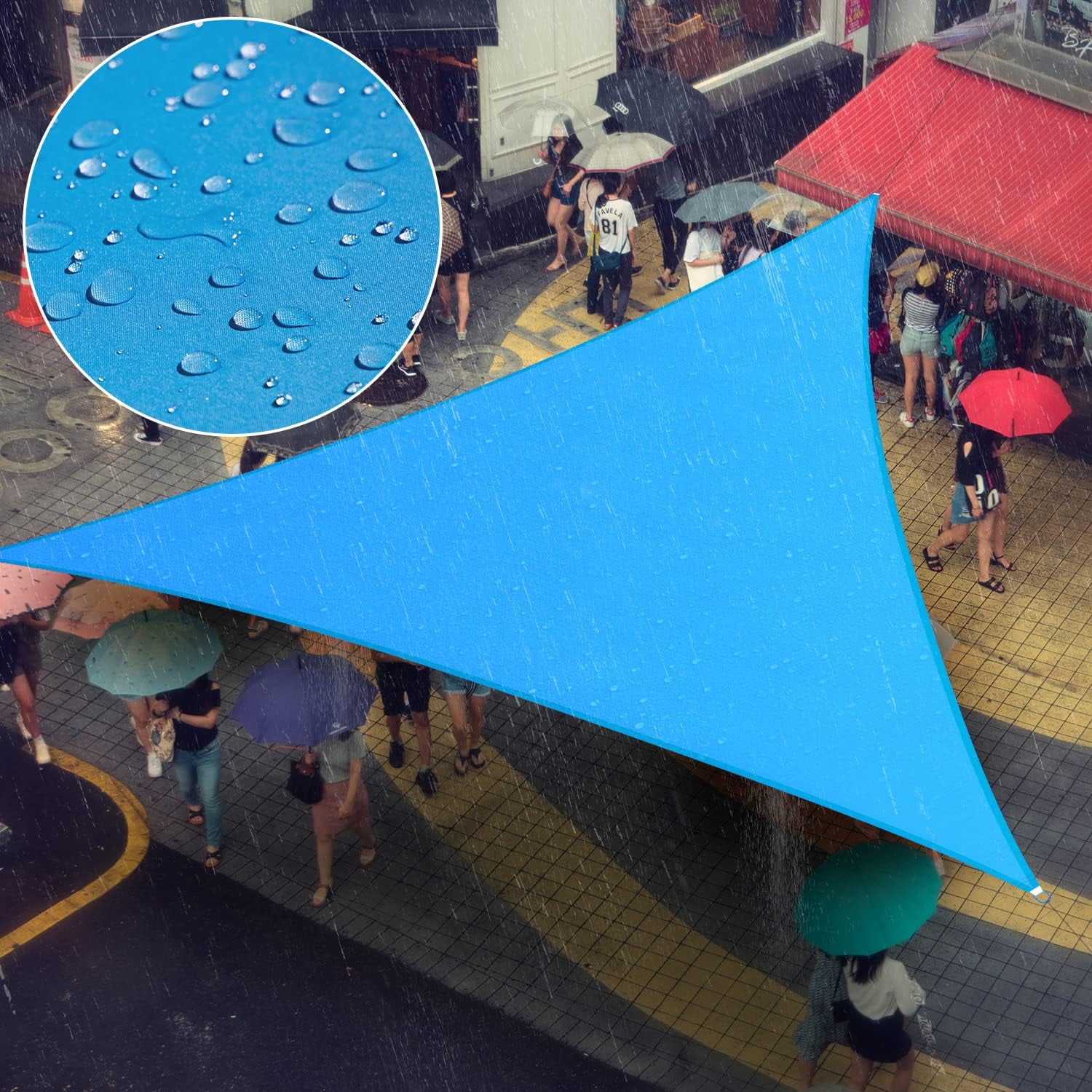 Amgo 14' x 24' x 27.8' Custom Size Blue Triangle Waterproof Sun Shade ...