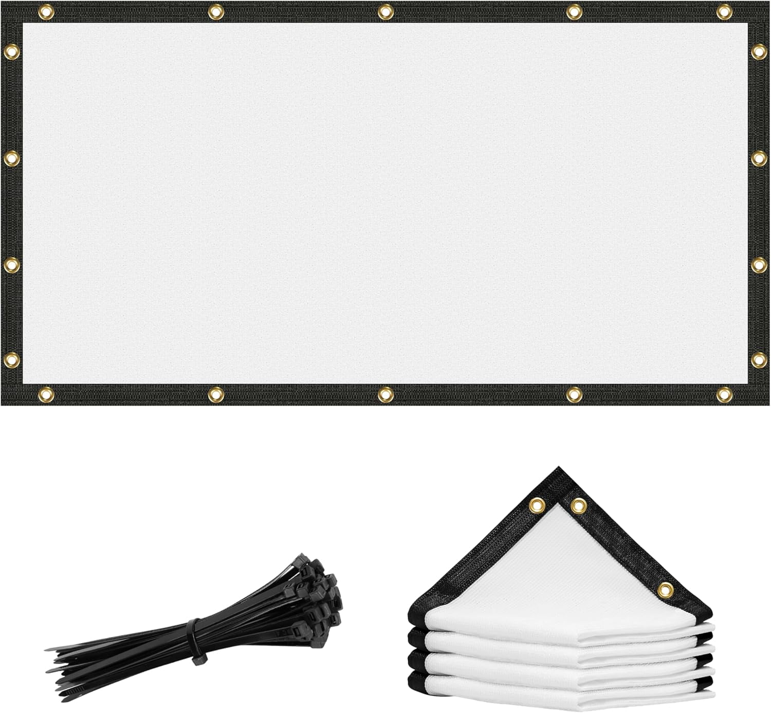 Amgo 2' x 20' White Custom Size Shade Cloth with Grommets - 90% ...