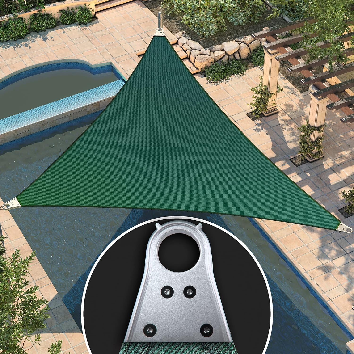 Amgo 28' x 38' x 47.2' green Triangle Super Ring Sun Shade Sail Order ...