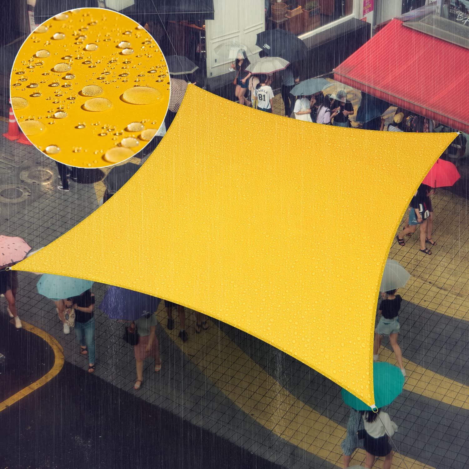 Amgo 7' x 12' Yellow Rectangle Waterproof Sun Shade Sail UPF50 ...